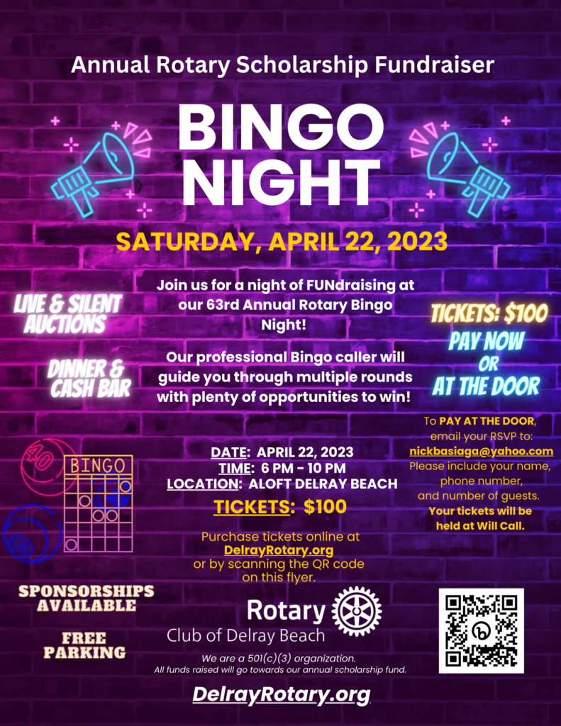 63rd Annual Rotary Bingo Night Fundraiser - Delray Beach Chamber